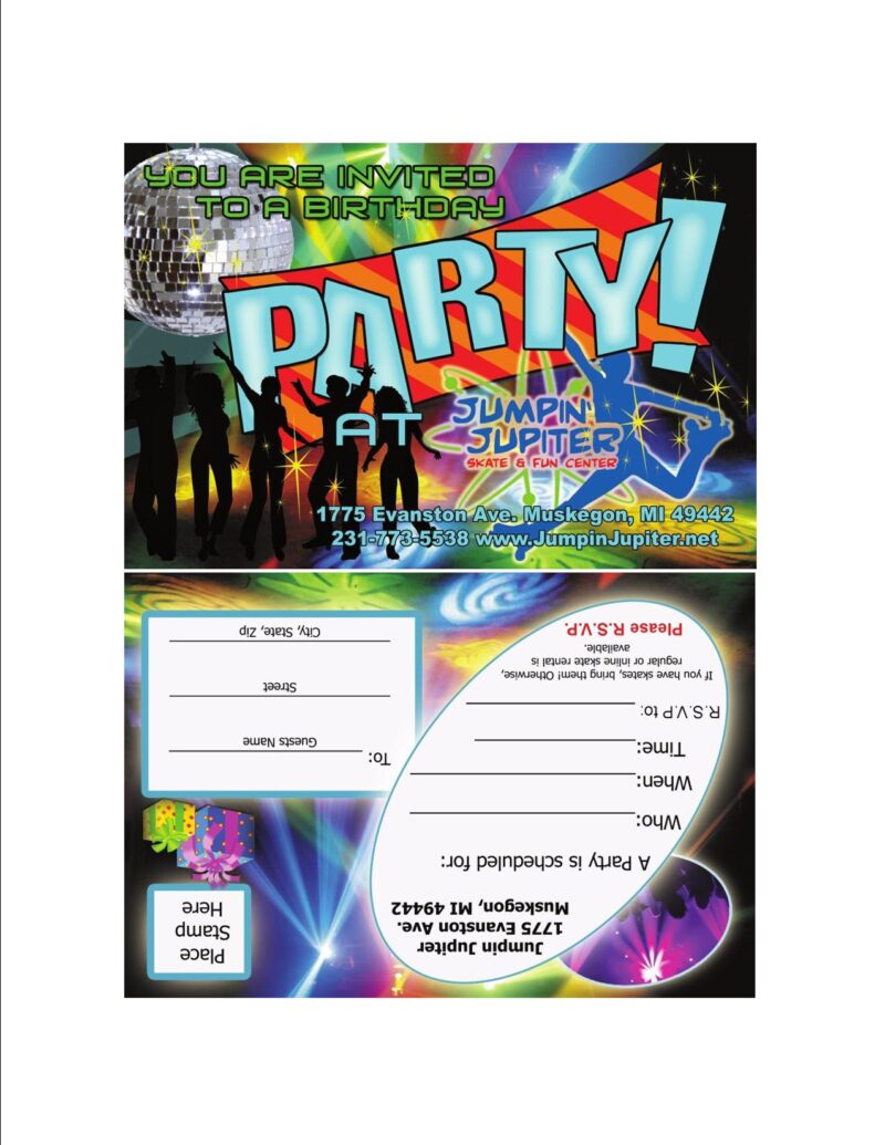 Z PARTY INVITATIONS - Jumpin' Jupiter Skate & Fun Center